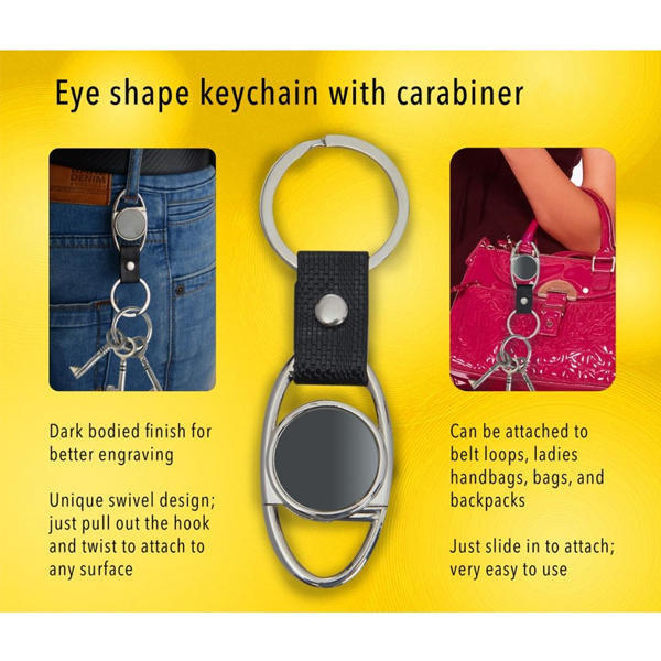 Eye Shape Keychain With Carabiner Gunmetal Finish – Corporate Gifts ...